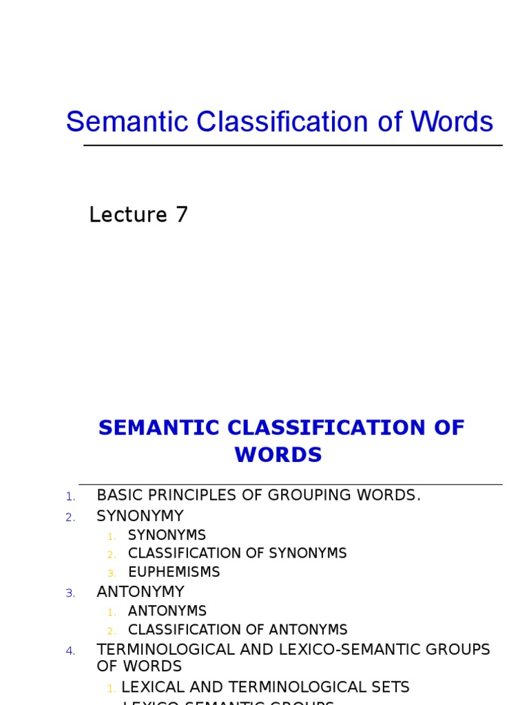 Pr7 Semantic Classification of Words | Semantics | Lexical Semantics