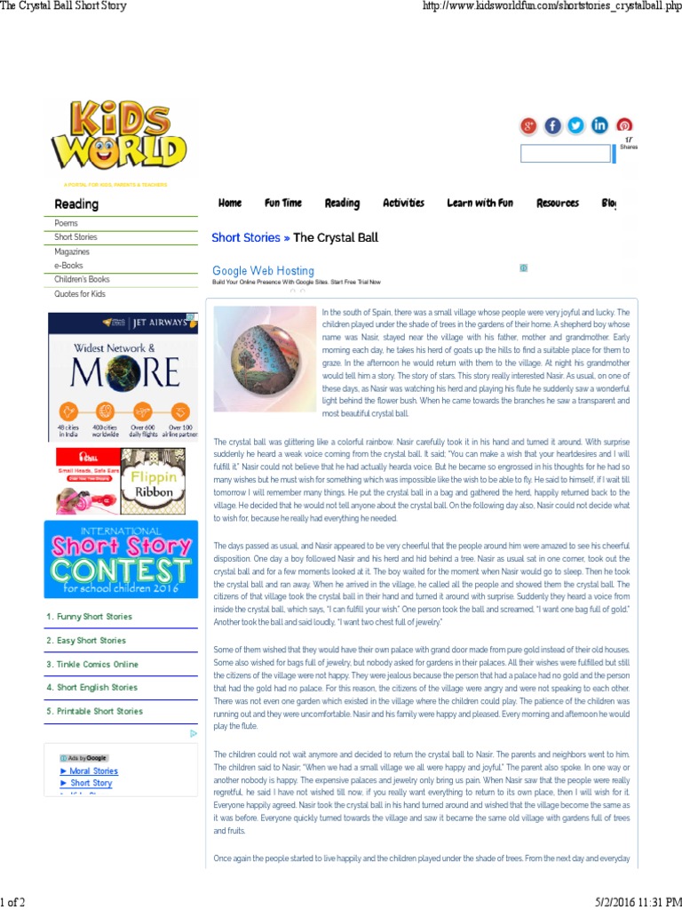 The Crystal Ball Short Story | PDF