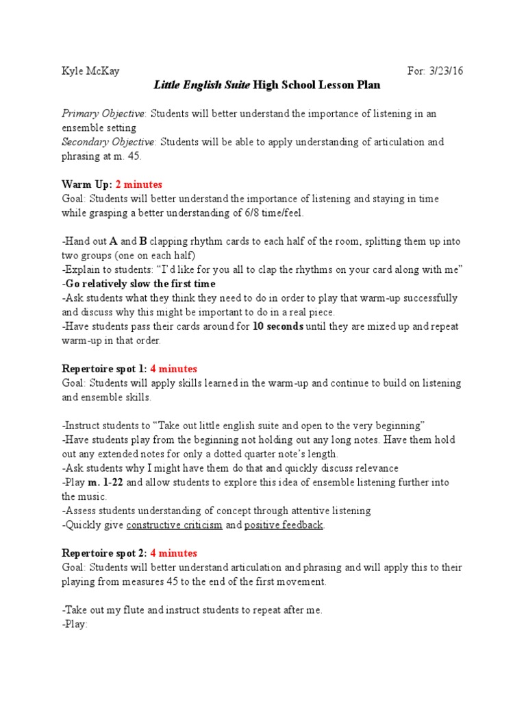 Little English Suite High School Lesson Plan | PDF