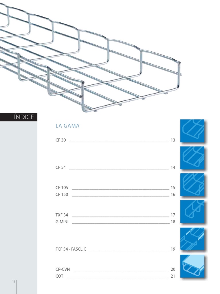 Charola Cablofil Modelos y Medidas