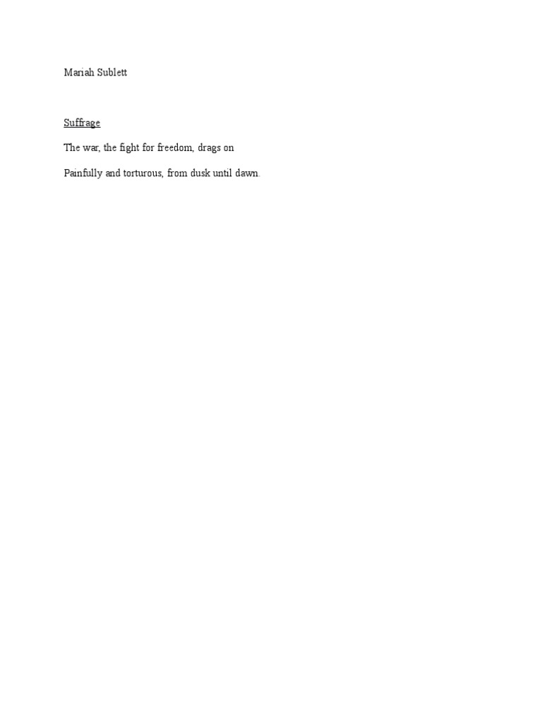Suffrage Poem | PDF