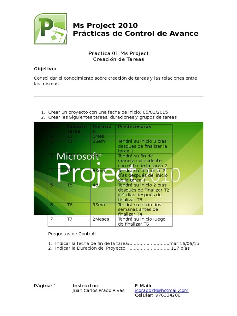 Practica 01 Ms Project | PDF