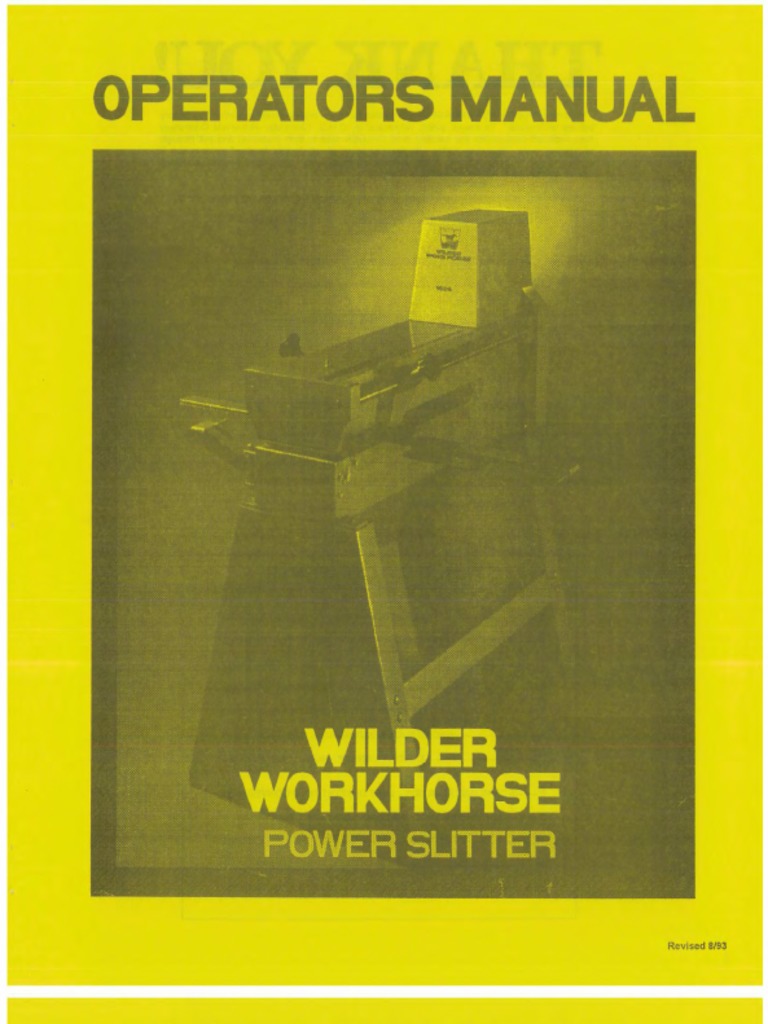 Wilder Slitter Manual All Models | PDF