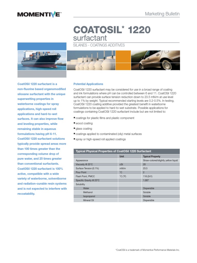 CoatOSil 1220 SILICA | PDF | Surfactant | Trademark