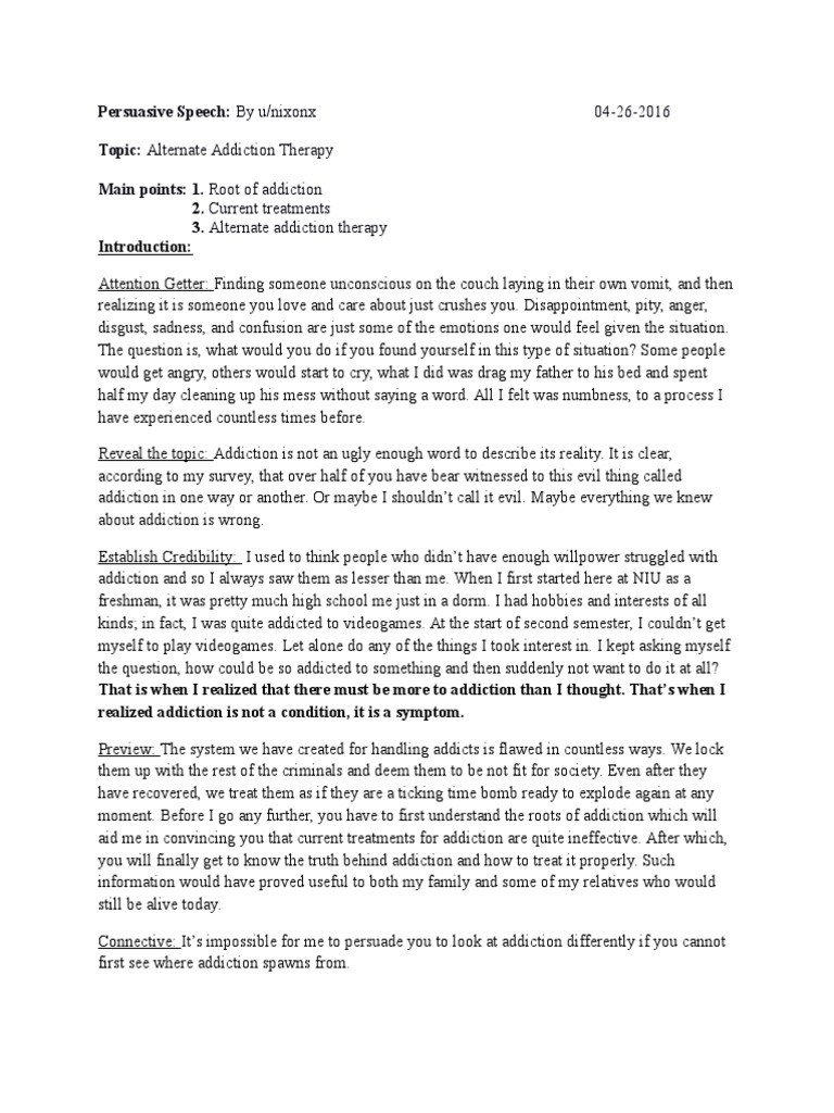 Persuasive Speech | PDF | Drug Rehabilitation | Substance Dependence