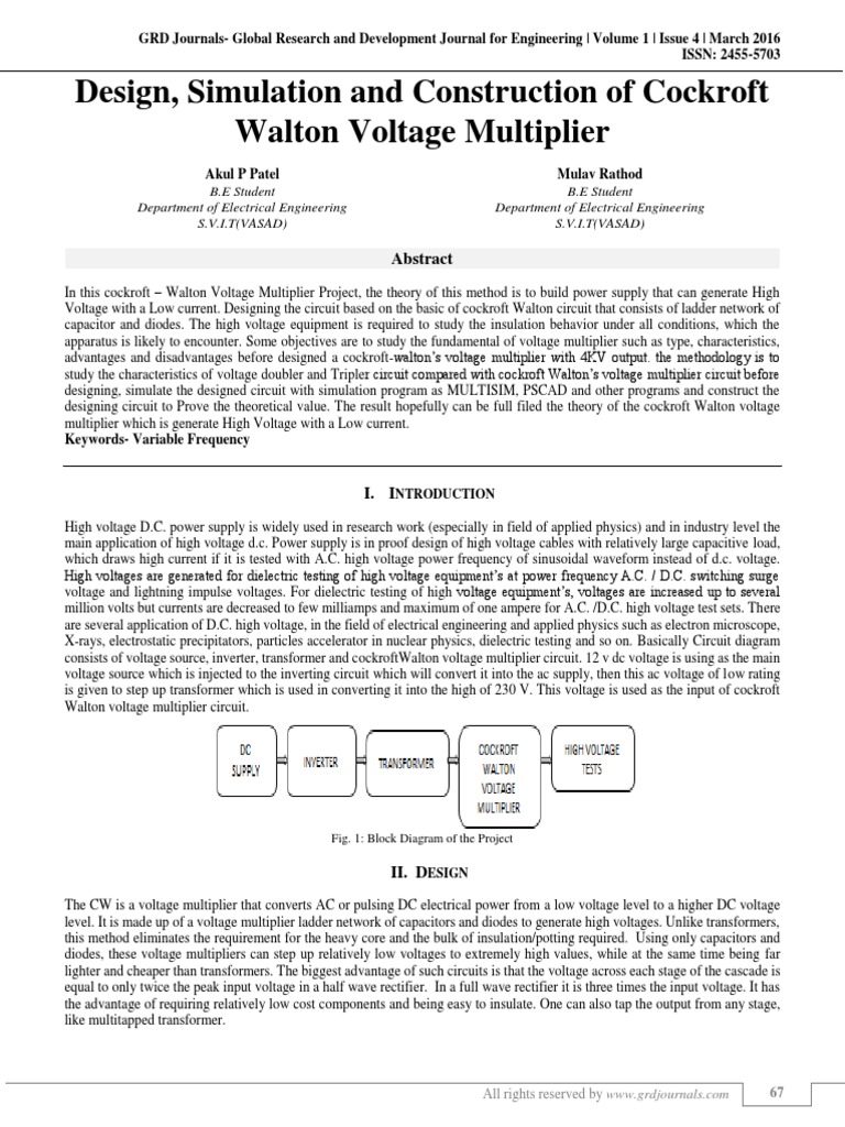 Cockcroft-Walton Voltage Multiplier Design | PDF | Rectifier | Power ...