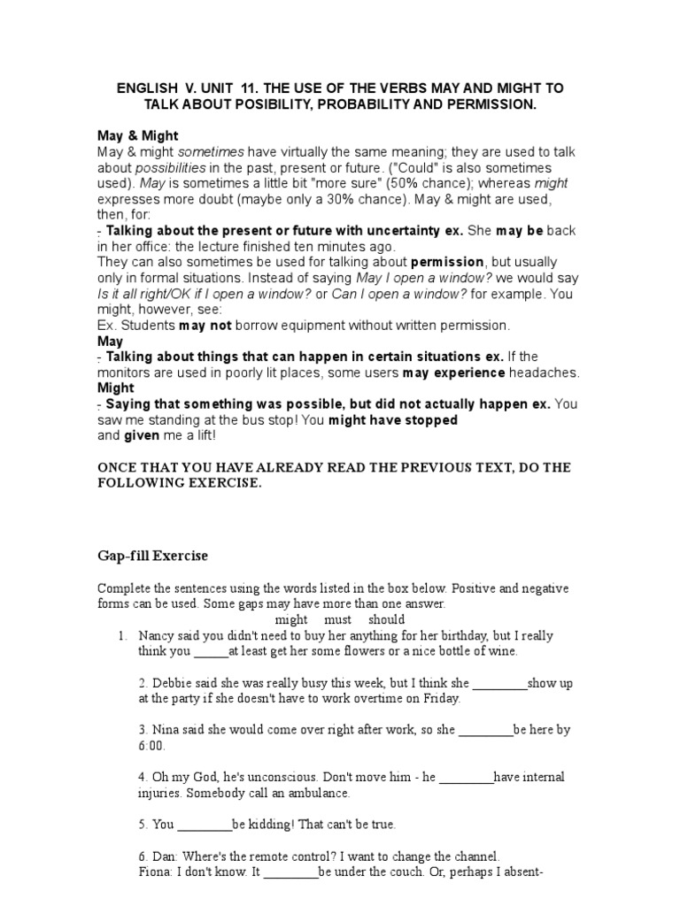 activity of May and Might | Verb | English Language