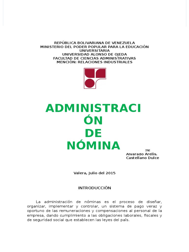 Administracion De Nomina Descargar Gratis Pdf Nómina De Sueldos