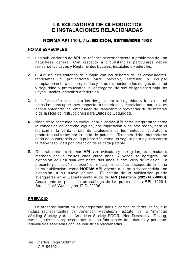 Norma API 1104: Soldadura de Oleoductos | PDF | Soldadura | Construcción