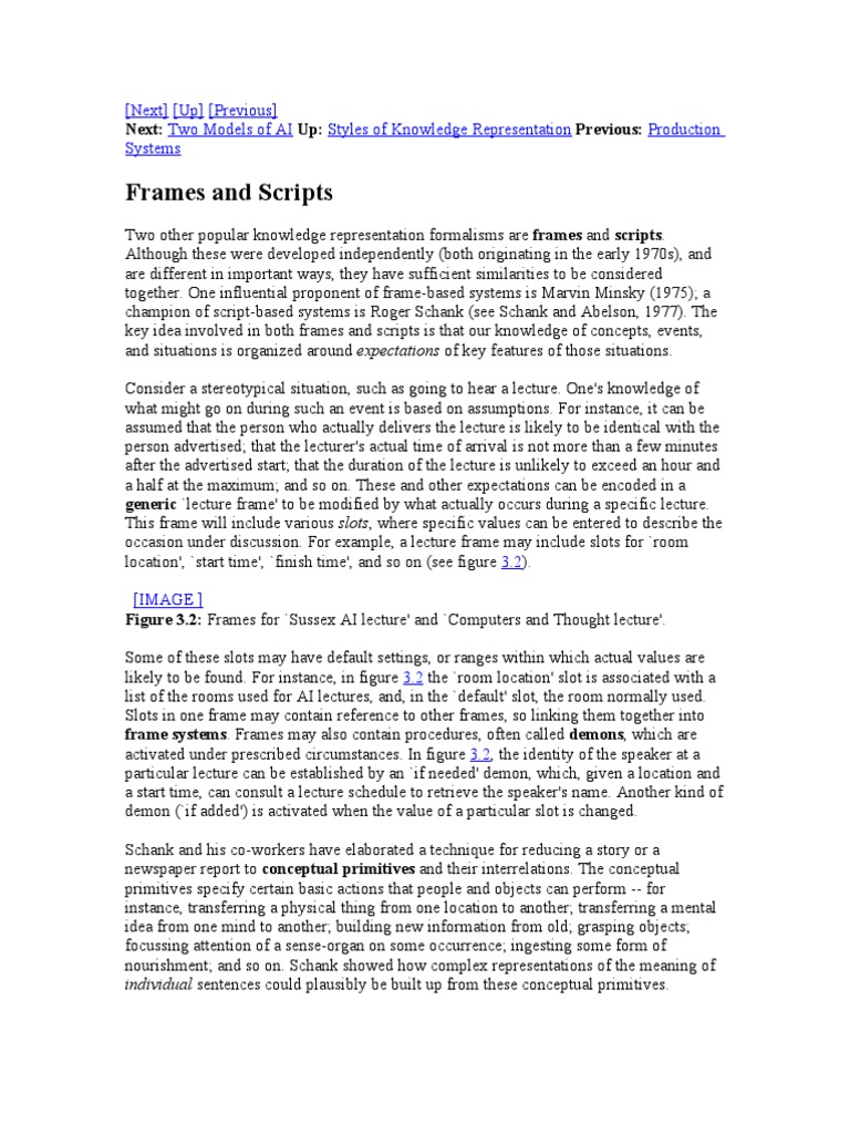 Frames and Script | PDF | Artificial Intelligence | Intelligence (AI ...