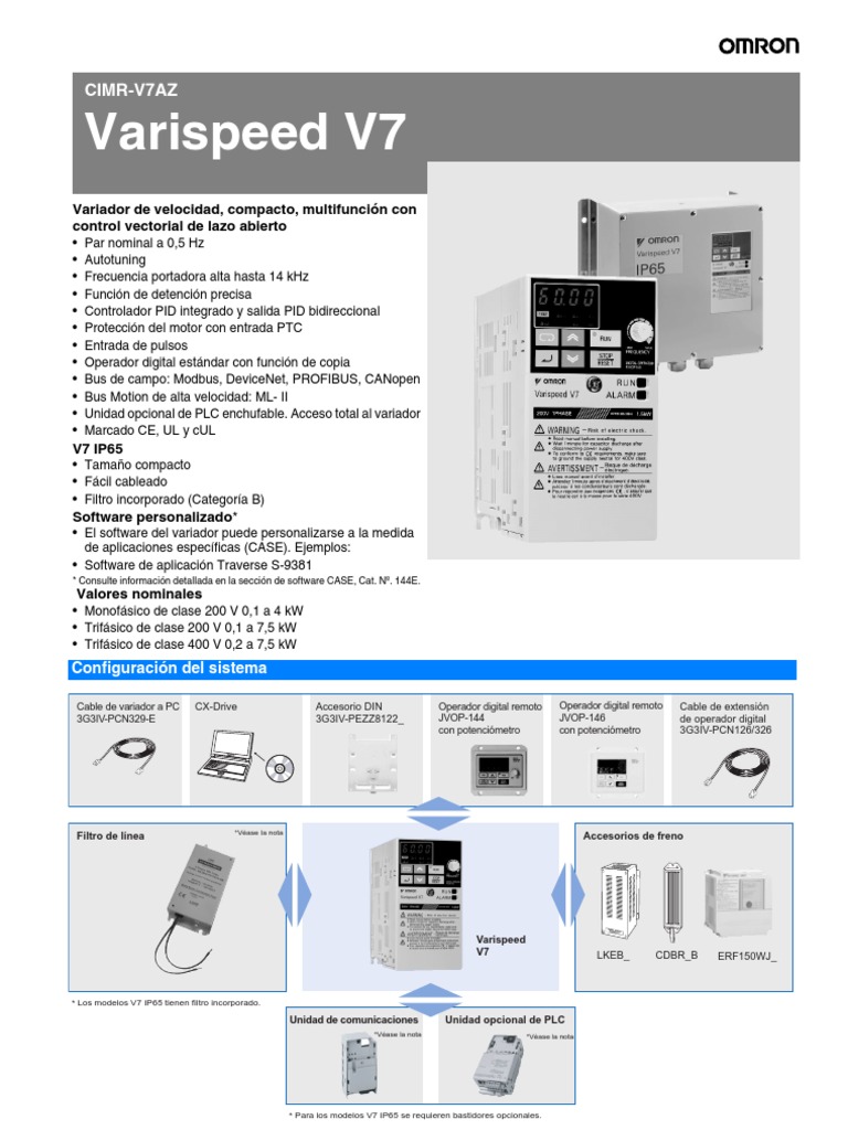 Manual Variador Omron Varispeed V7 | PDF | Frecuencia | Diodo emisor de luz