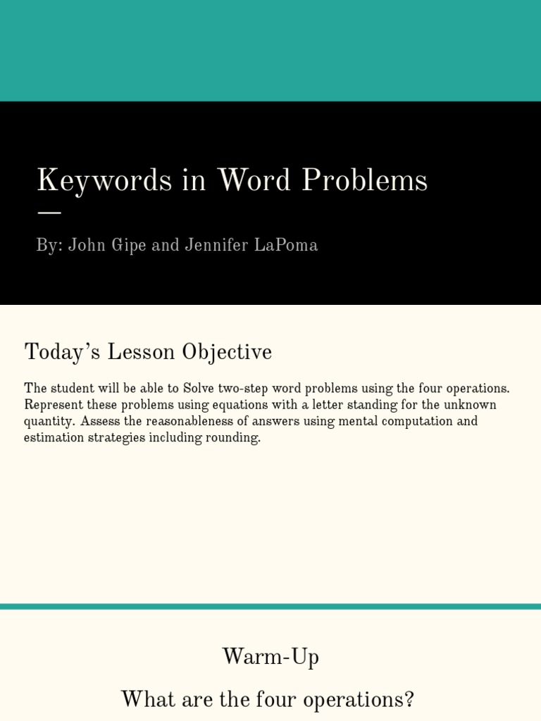 Math Operations Keywords Chart | PDF