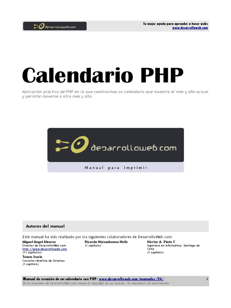 Calendario PHP Texto Completo | PDF | Script Java | HTML