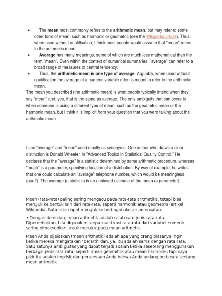 Mean vs Average: Key Differences Explained | PDF | Philosophy