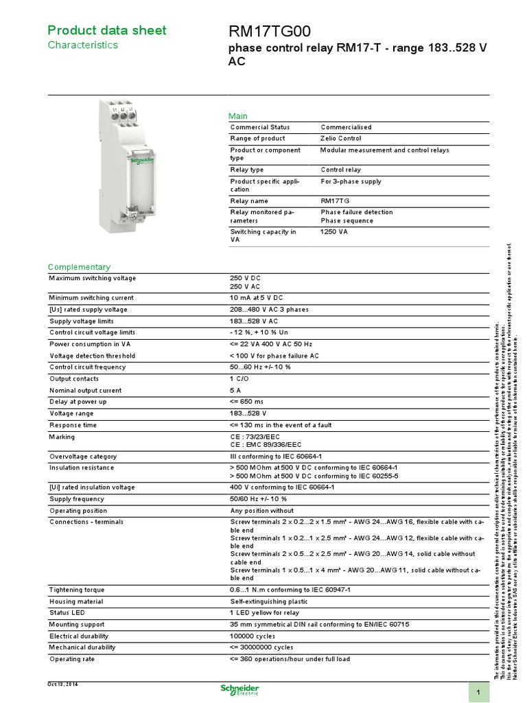 Phase Relay Control RM17TG Schneider | PDF | International ...