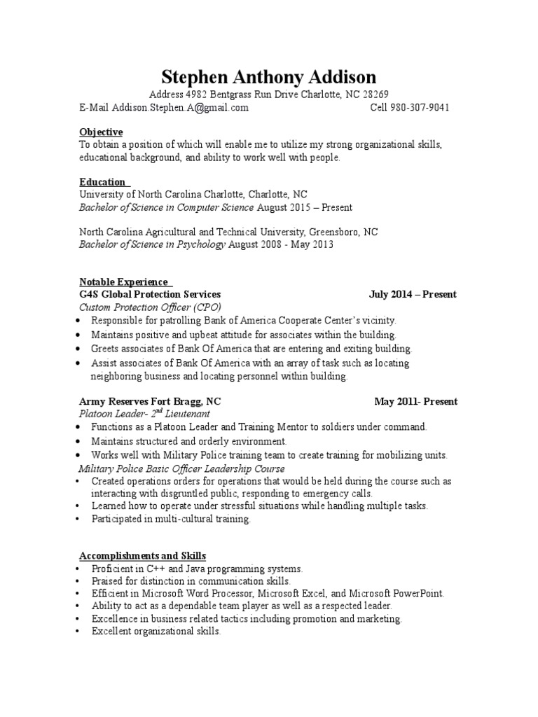 Stephen Anthony Addison Resume | PDF | Career & Growth