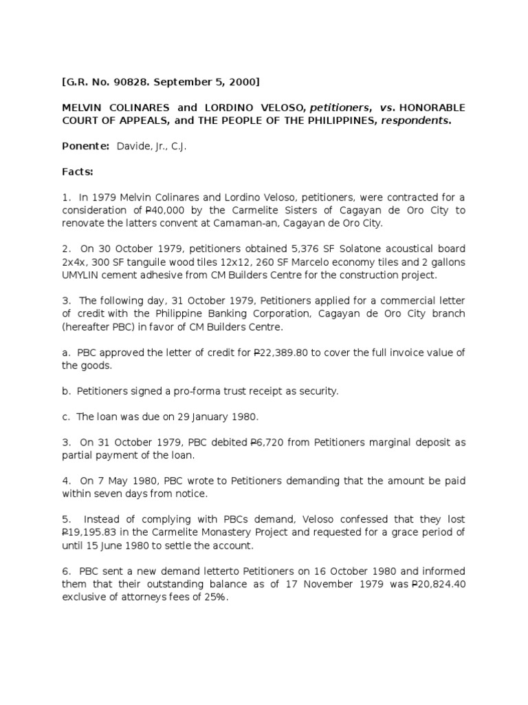 Colinares Vs CA | PDF | Security Interest | Financial Transaction