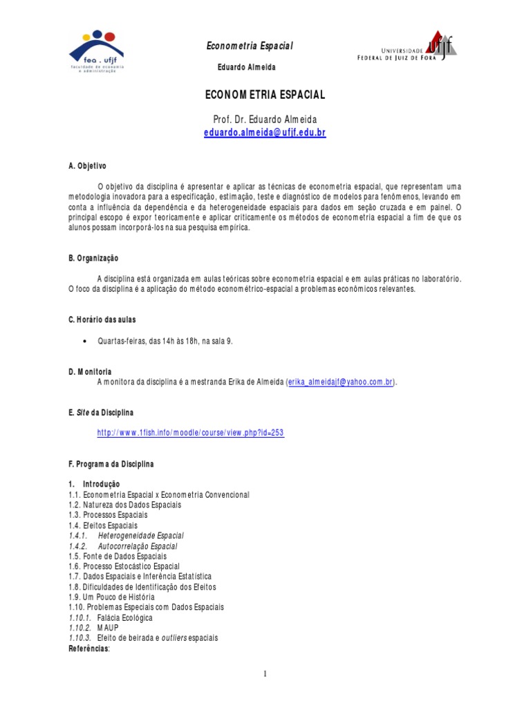 Econometria Espacial | PDF | Estatísticas | Science