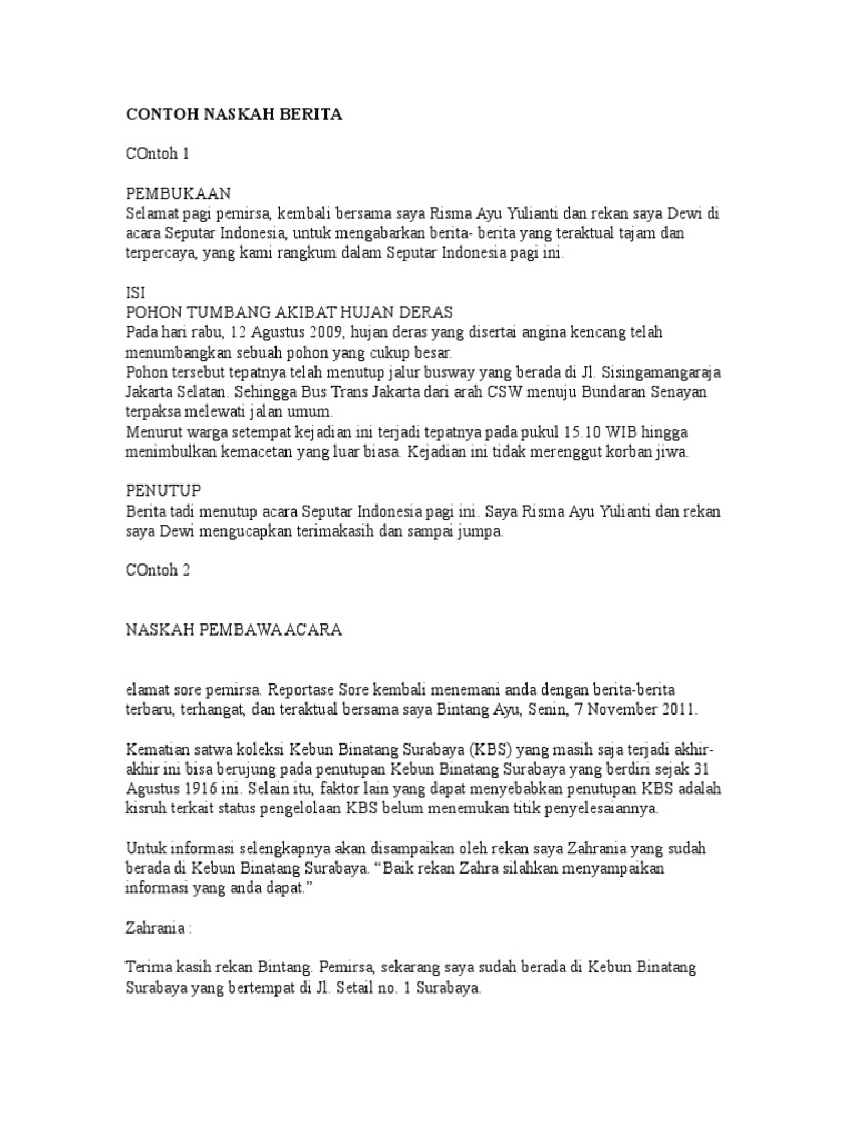 Contoh Naskah Berita | PDF