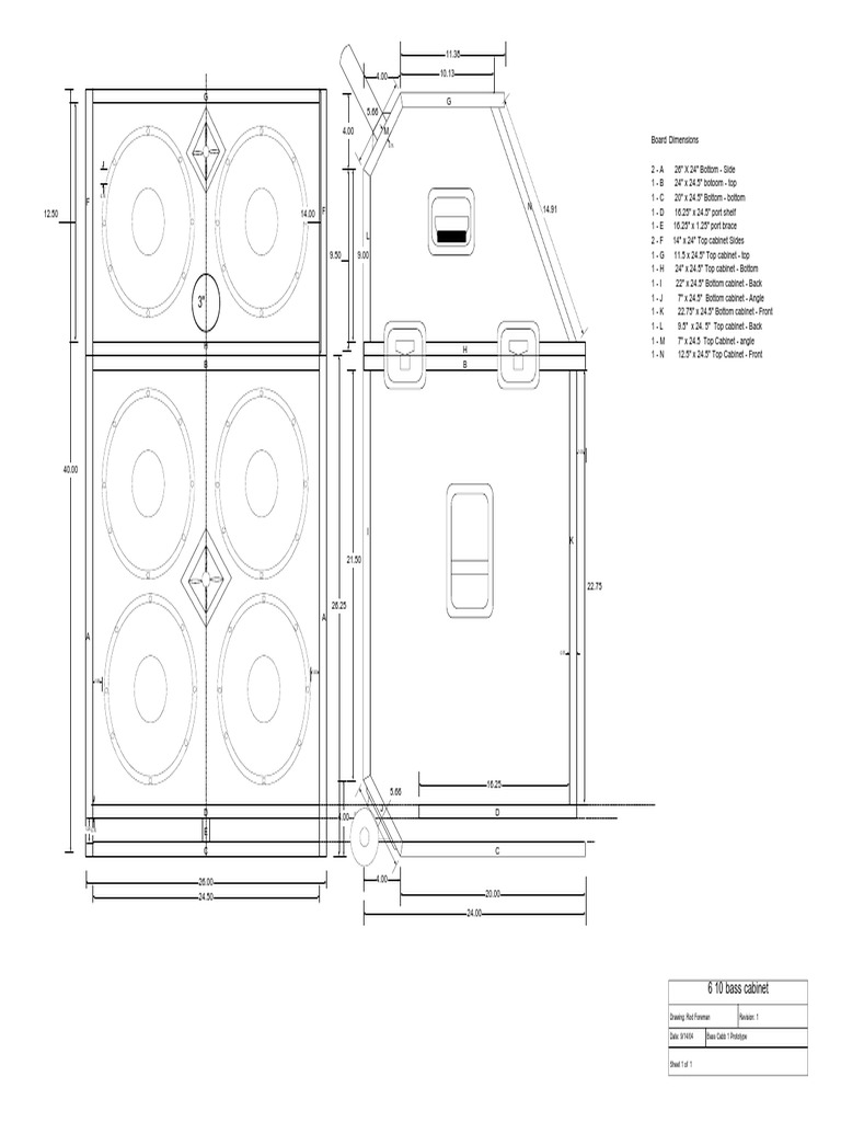 610 Bass Cabinet Prototype Design | PDF | Home & Garden