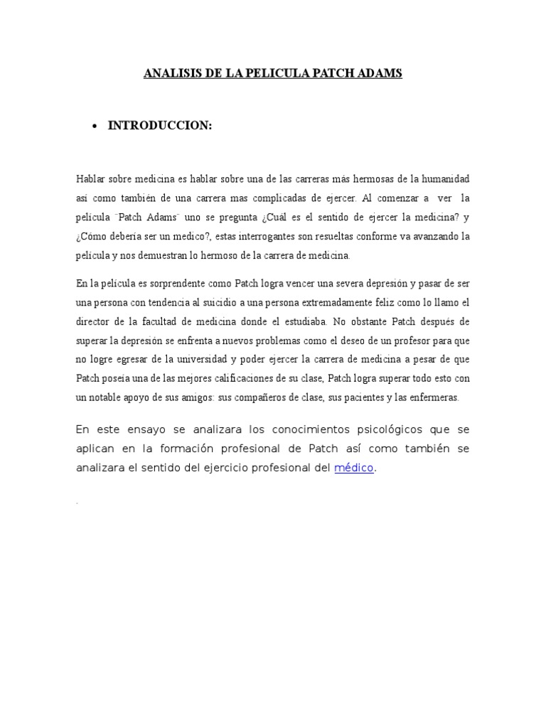 Analisis de La Pelicula Patch Adams | PDF | La risa | Medicina