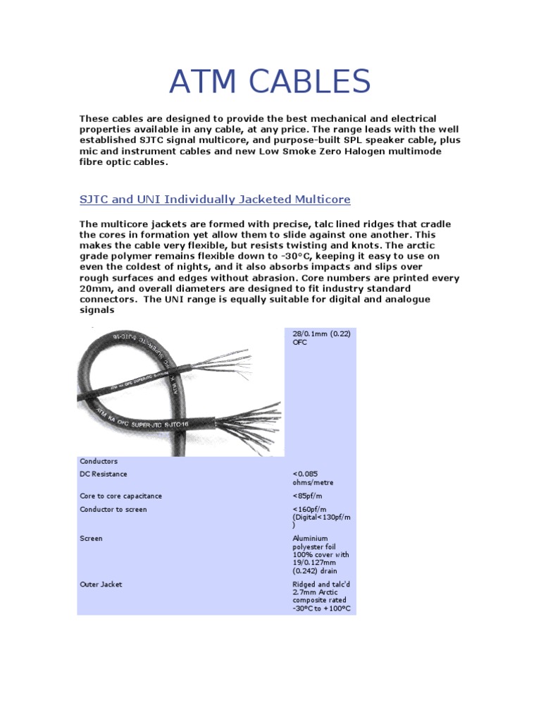 Atm Cables | PDF | Coaxial Cable | Microphone
