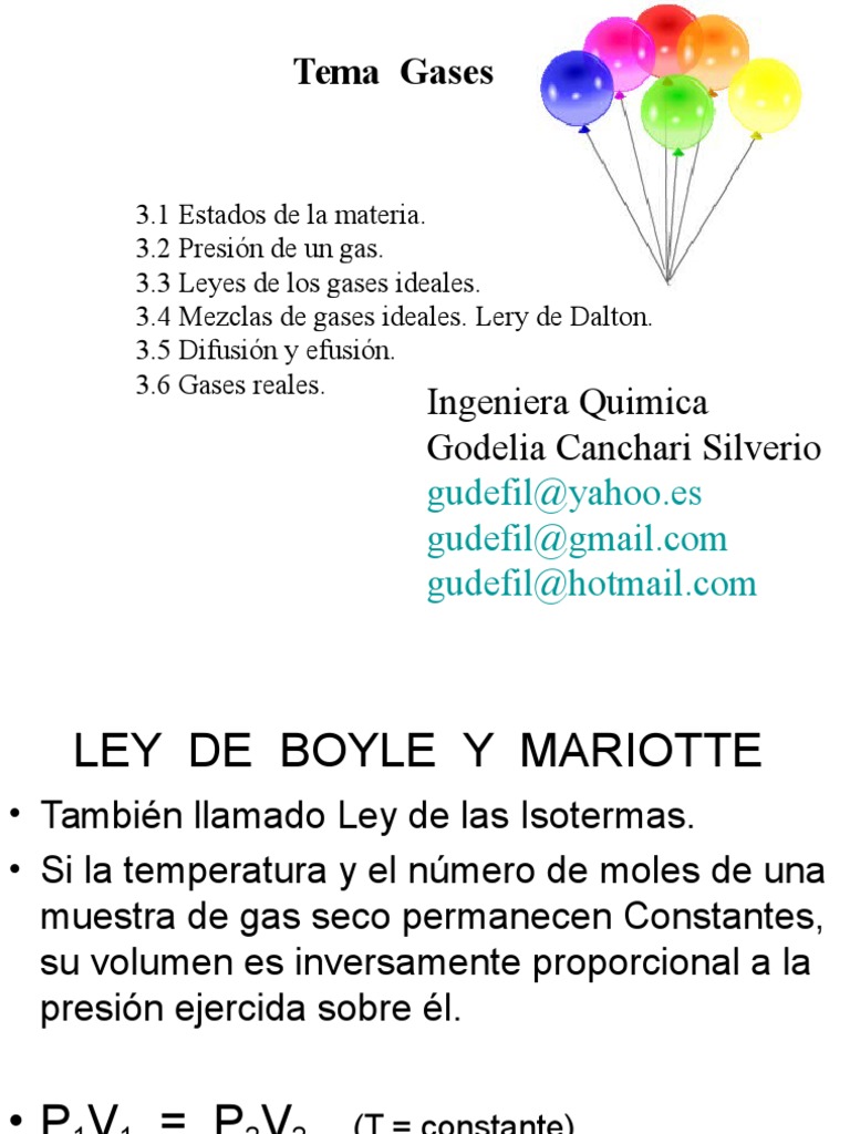 Tema Gases Reales | PDF | Gases | Estadísticas aplicadas
