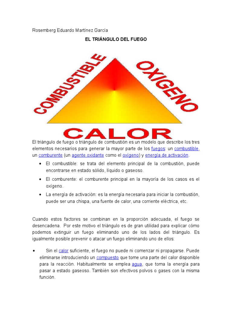 Triángulo Del Fuego | PDF | Agente oxidante | Combustión