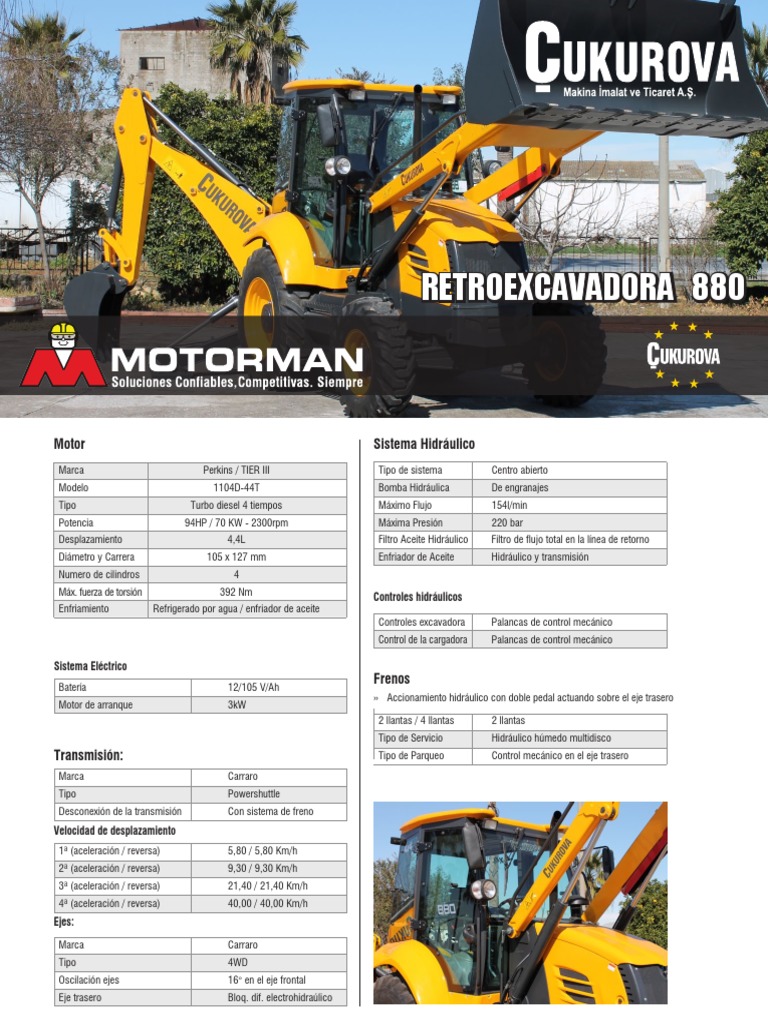 Retroexcavadora Cukurova - 880 | PDF | Transmisión (Mecánica) | Eje