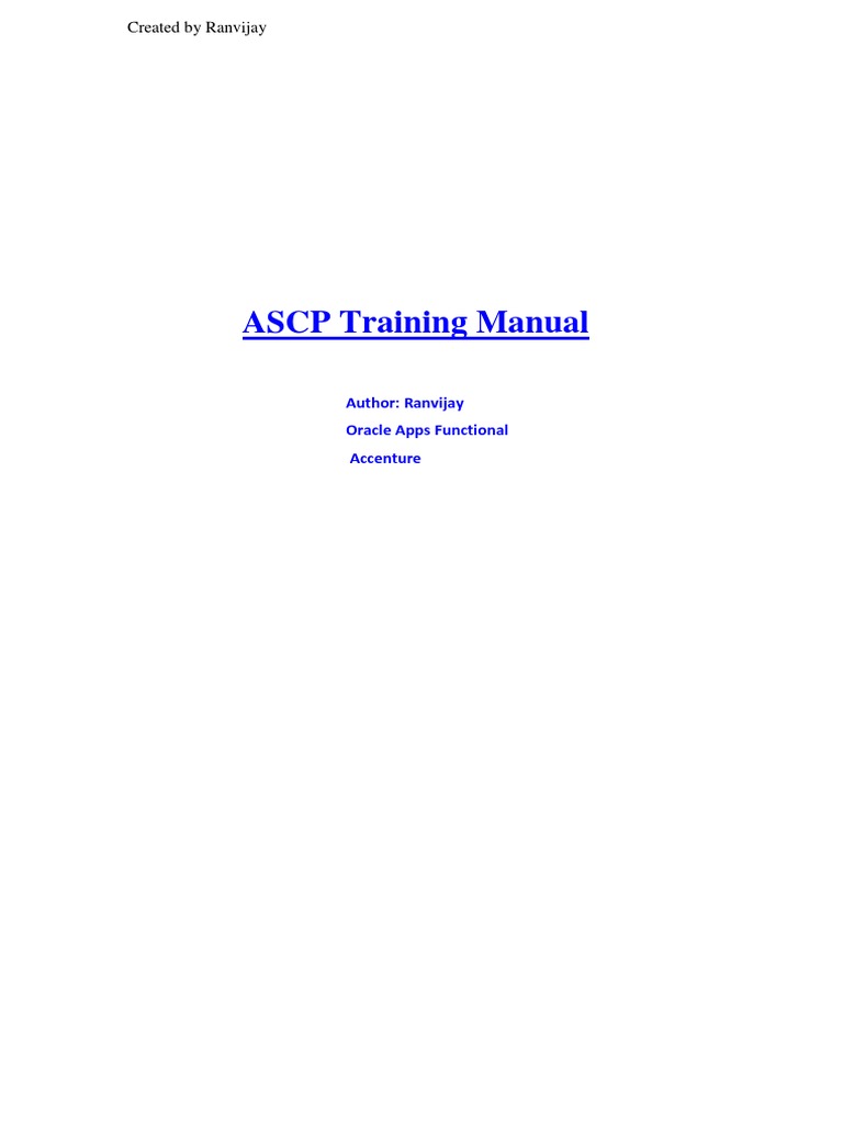 5031-ASCP Training Manual v1.2 | PDF | Inventory | Supply Chain
