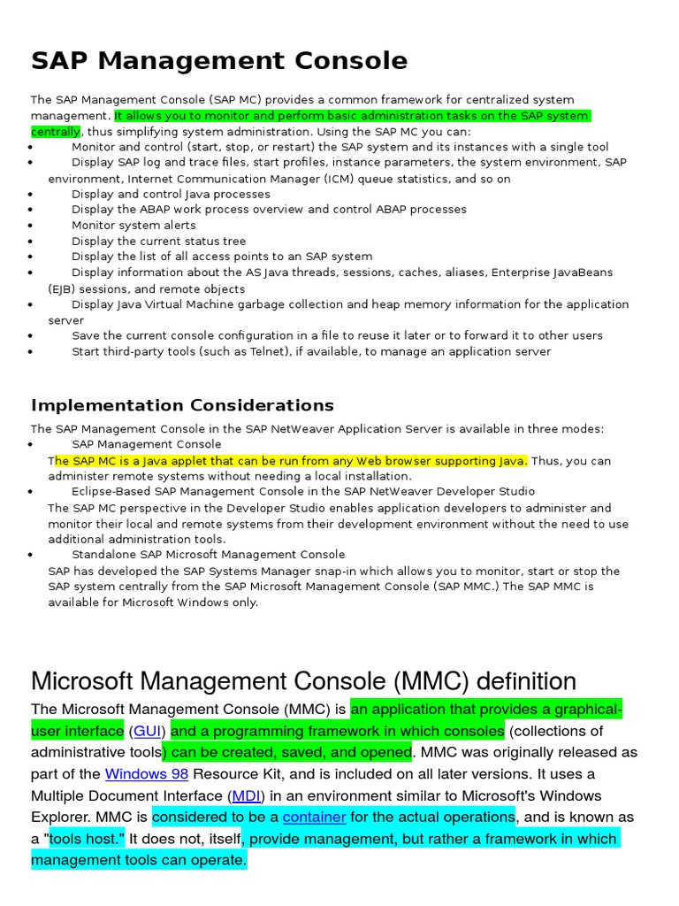 An In-Depth Look at the SAP Management Console and its Various Modes of ...