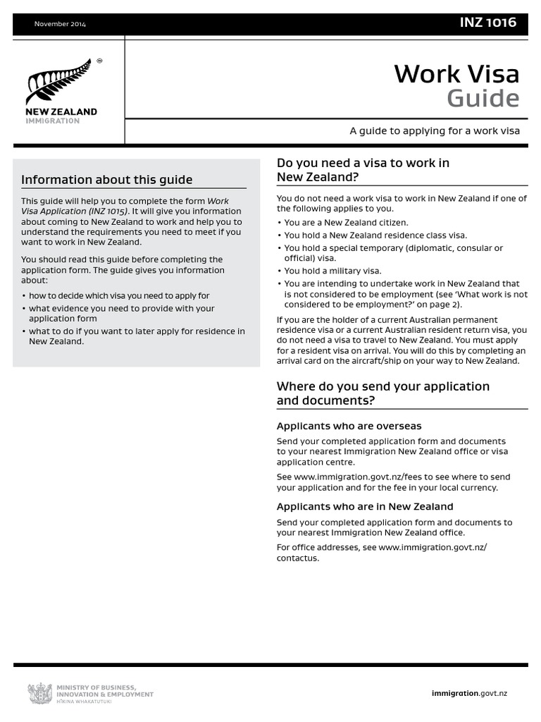 NZ WORK VISA GUIDE.pdf | Travel Visa | Employment