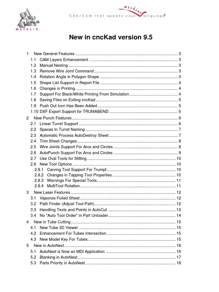 New in CncKad v95 | PDF | Sheet Metal | Tab (Gui)