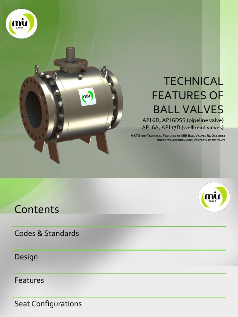 Technical Features of MIR Ball Valves R4 Oct 2012 | PDF | Valve ...