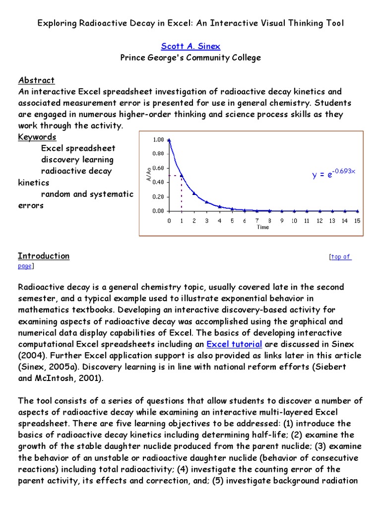 Exploring Radioactive Decay in Excel | PDF | Radioactive Decay ...