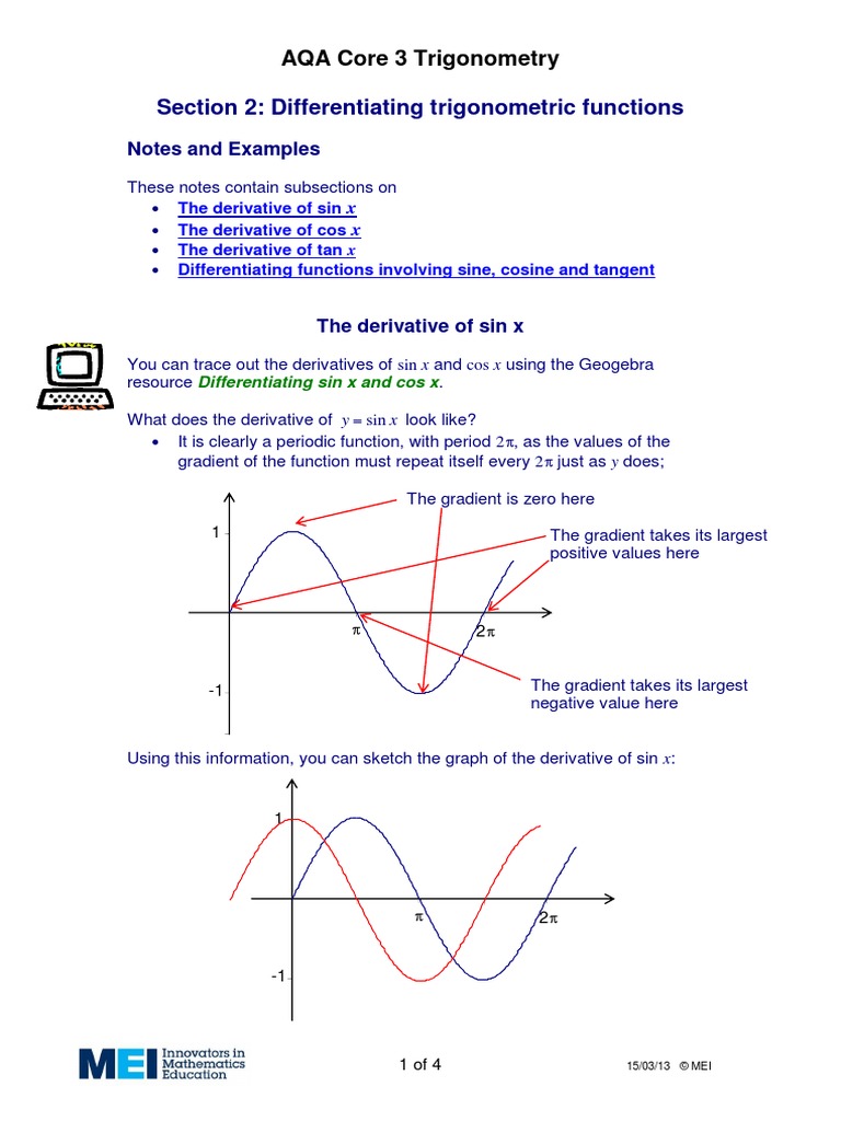 Differentiating Trigonometric Functions | Trigonometric Functions | Sine