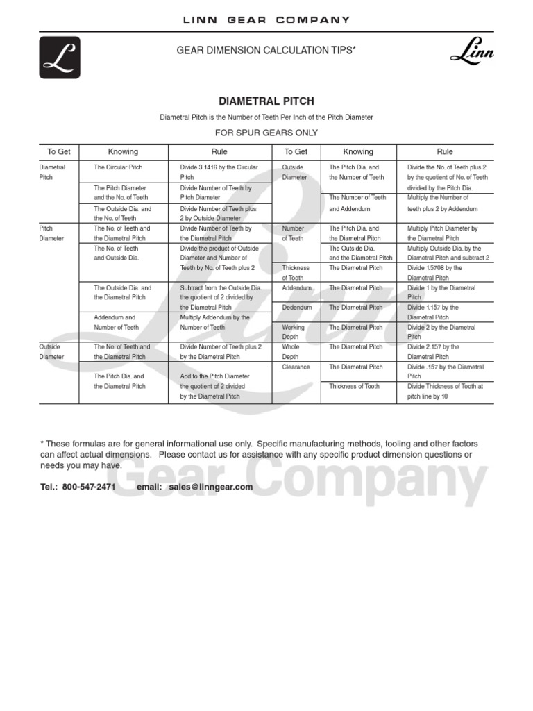 Gear Dimension Calculation Tips DP CP Mod | PDF | Gear | Mechanical ...