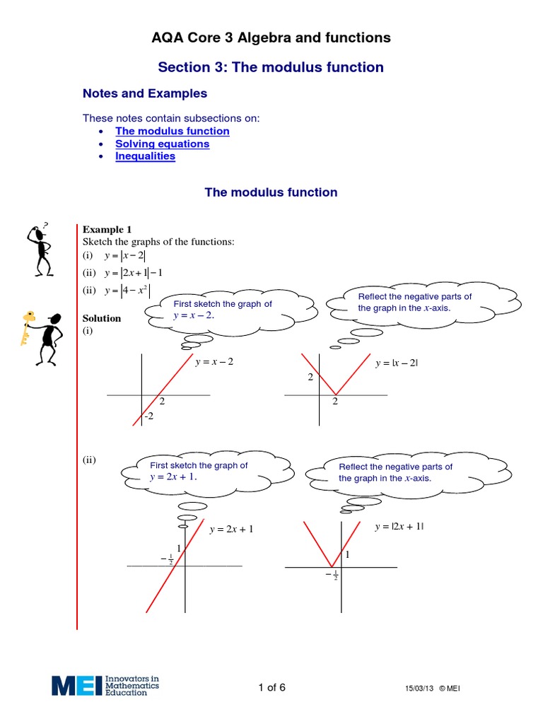 The Modulus Function | PDF | Inequality (Mathematics) | Equations