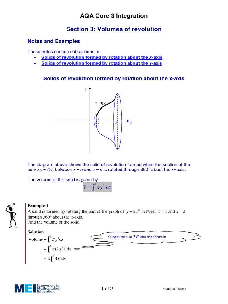 Volumes of Revolution | PDF | Teaching Methods & Materials