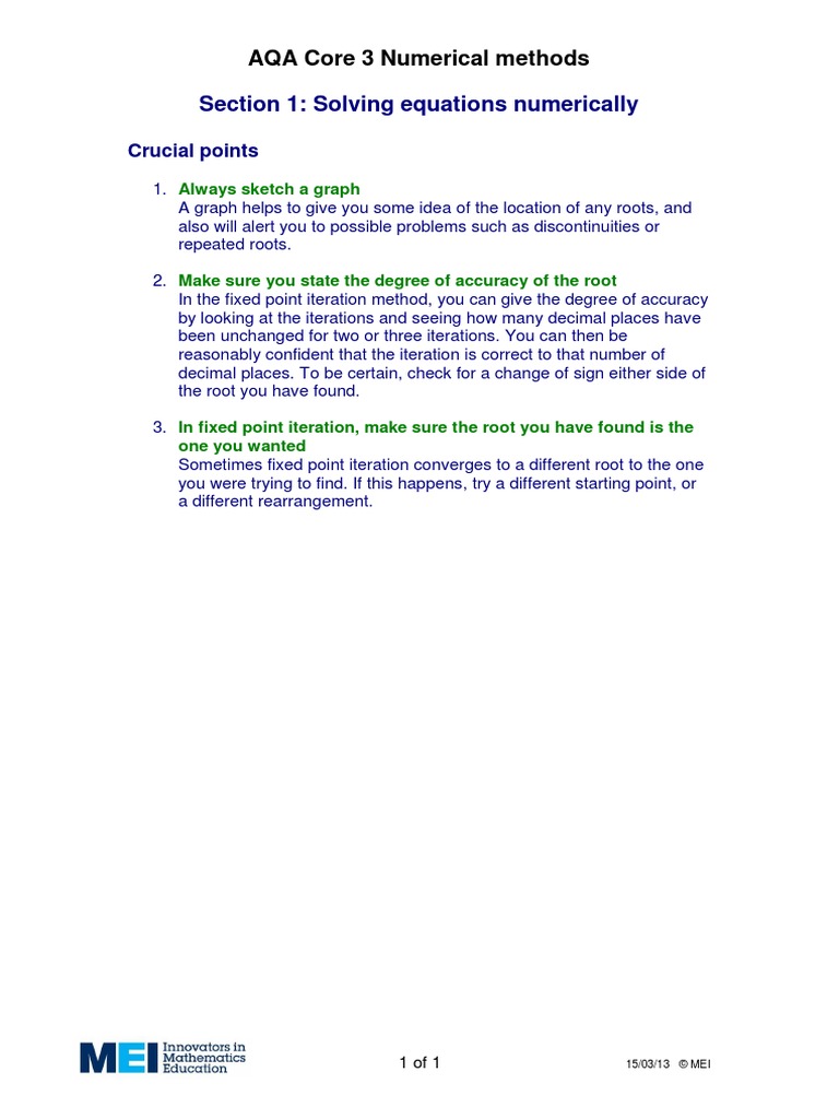 Solving Equations Numerically CP | PDF | Science & Mathematics