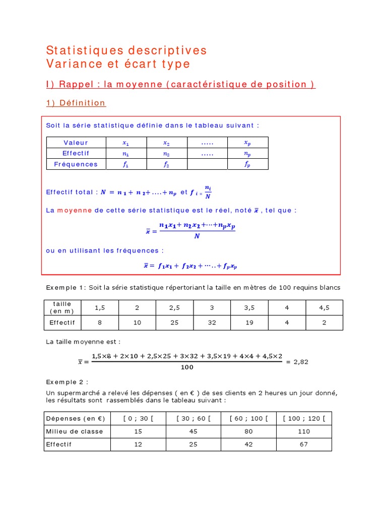 Variance et Écart Type en Statistiques | PDF