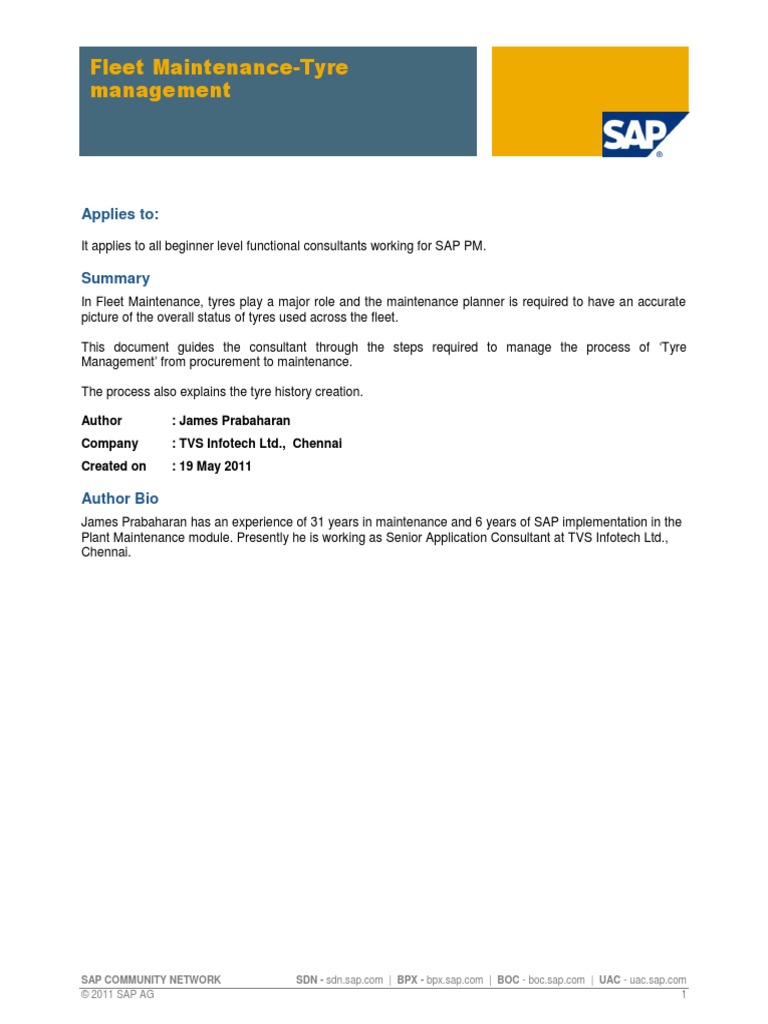Fleet Maintenance Tyre Management SDC | PDF | Ibm System I | Ibm Db2
