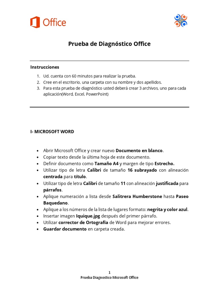 Prueba de Diagnóstico Office | PDF | Microsoft PowerPoint | Microsoft Office