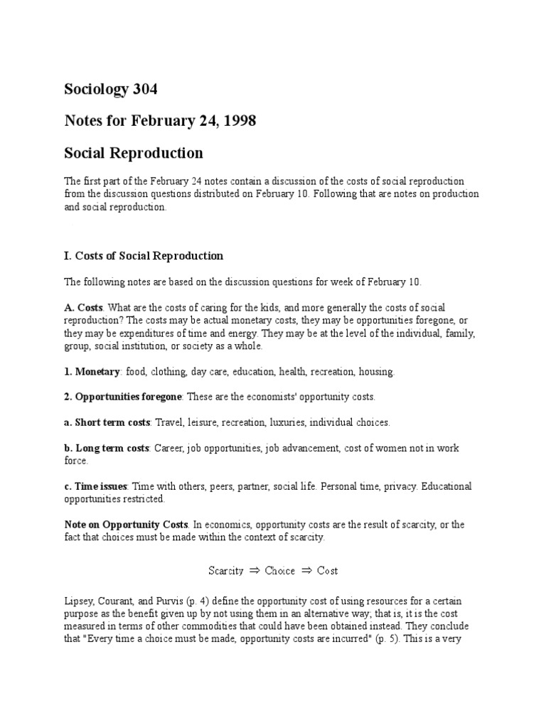 Social Reproduction | PDF | Economics | Sociology