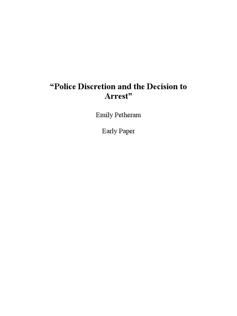 Police Discretion and The Decision To Arrest | PDF | Discretion | Arrest