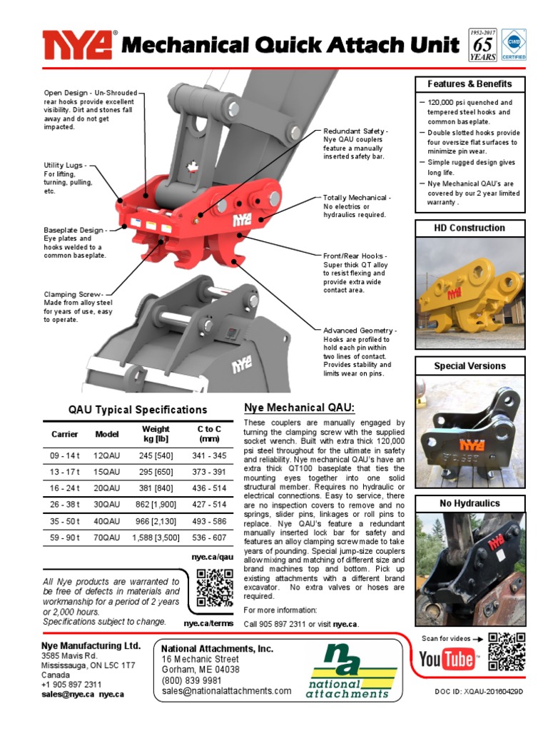Nye Mechanical Quick Attach Units Specs | PDF