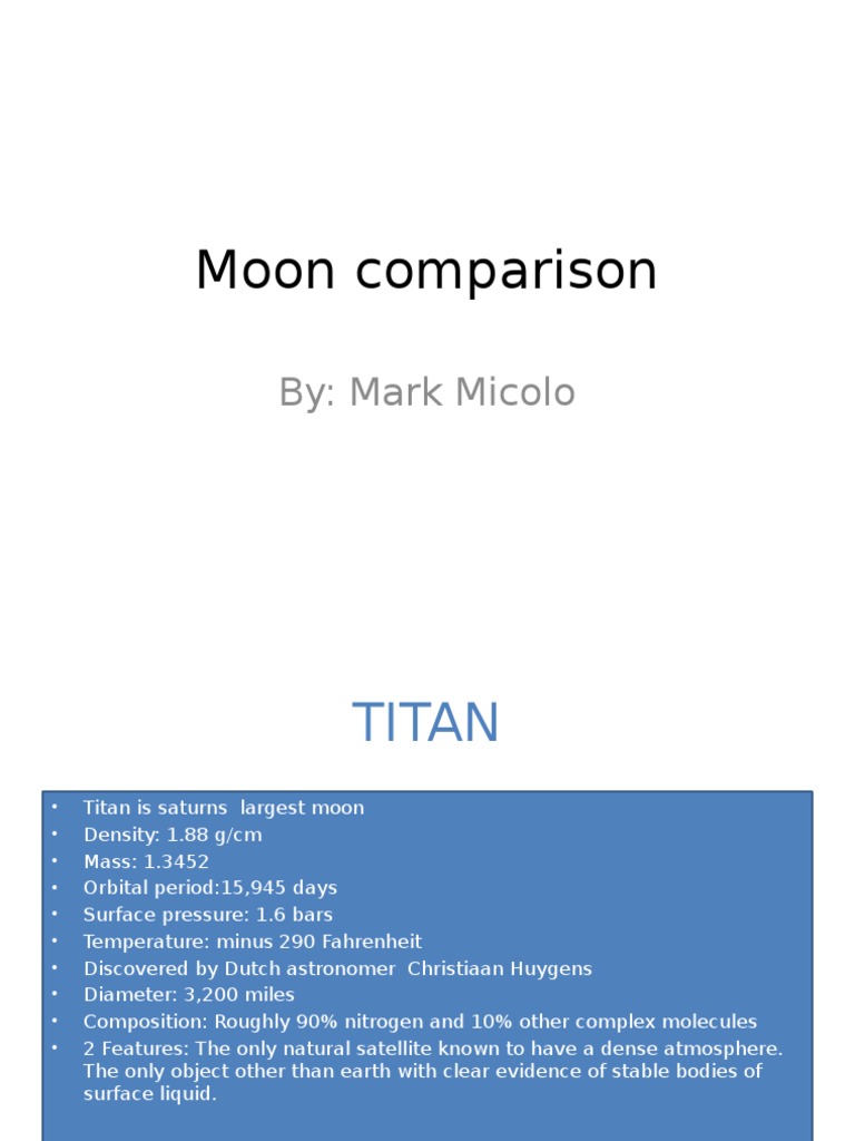 Moon Comparison | PDF