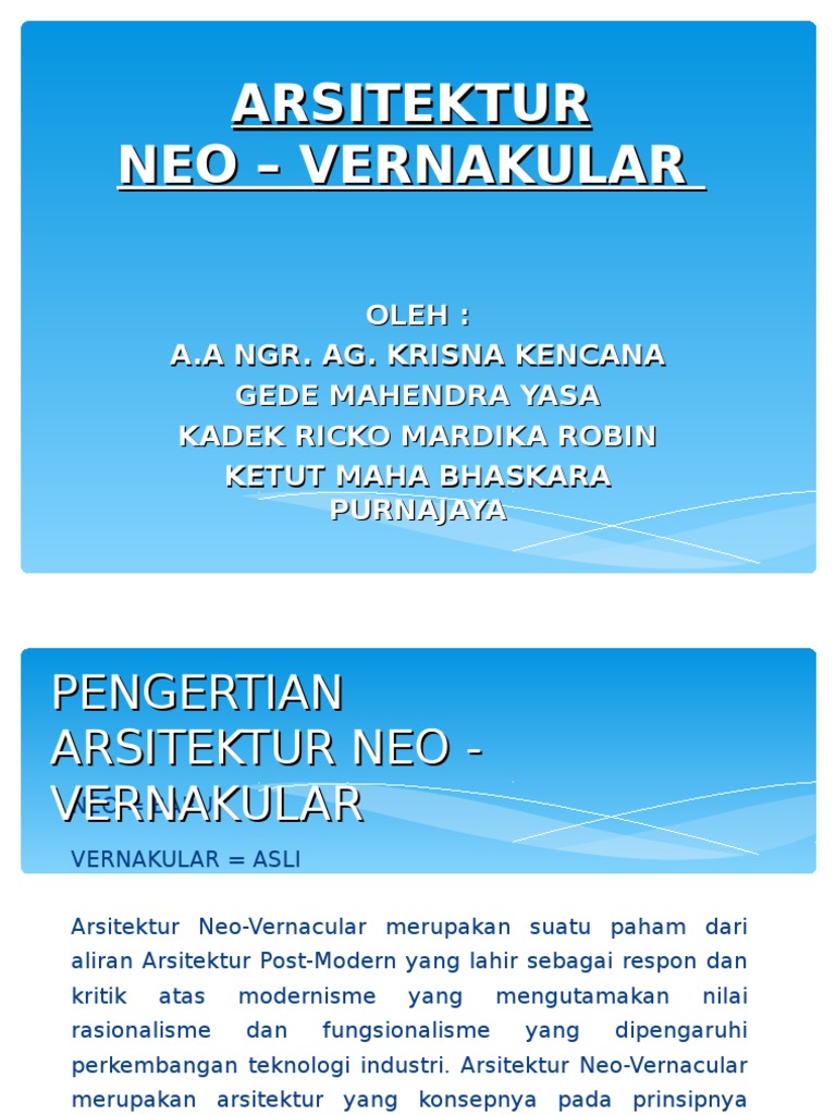 Arsitektur Neo Vernakular | PDF