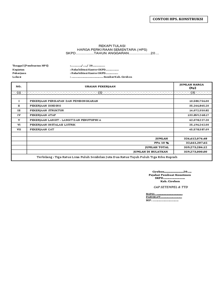 Contoh Hps. Konstruksi | PDF