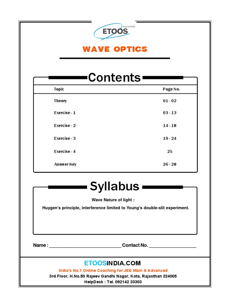 Wave Optics | PDF | Interference (Wave Propagation) | Wavelength